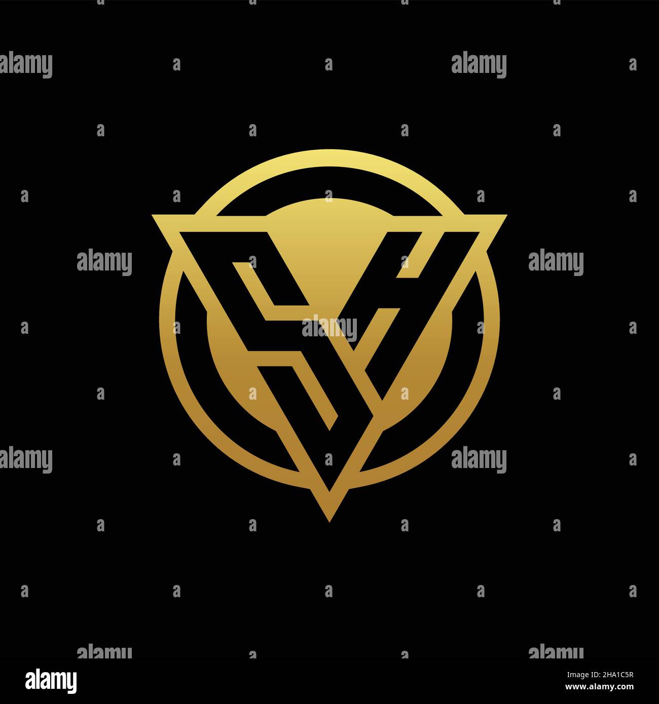 SH logo monogram with triangle shape and circle rounded style isolated ...