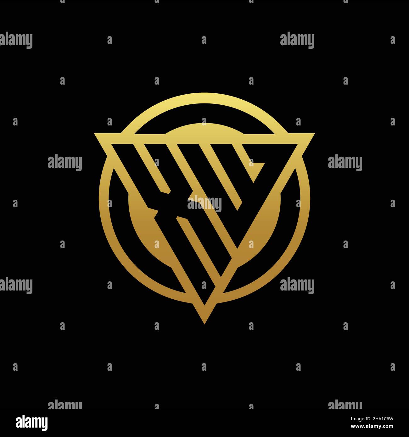 XW logo monogram with triangle shape and circle rounded style isolated ...