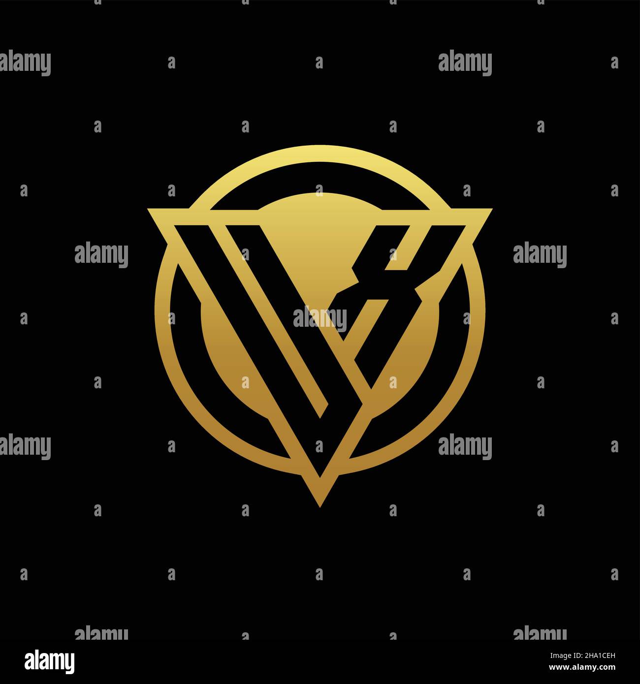UX logo monogram with triangle shape and circle rounded style isolated ...