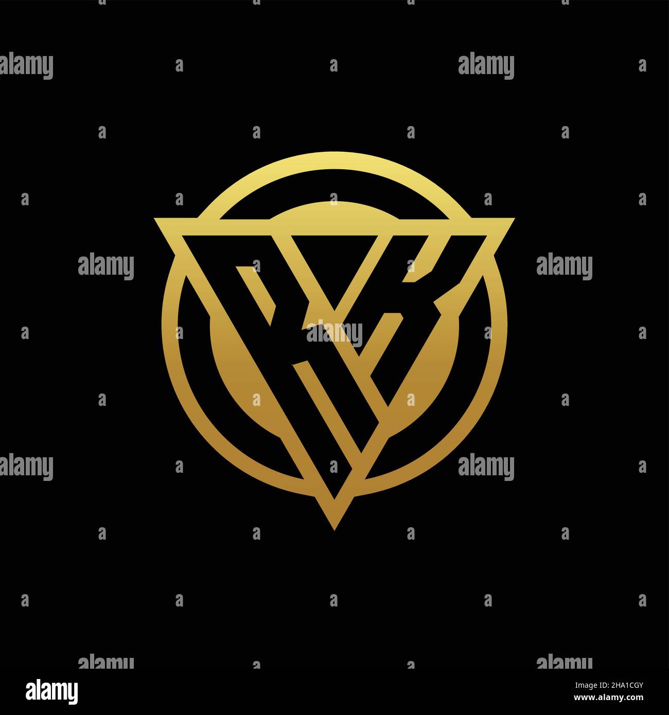 RK logo monogram with triangle shape and circle rounded style isolated ...