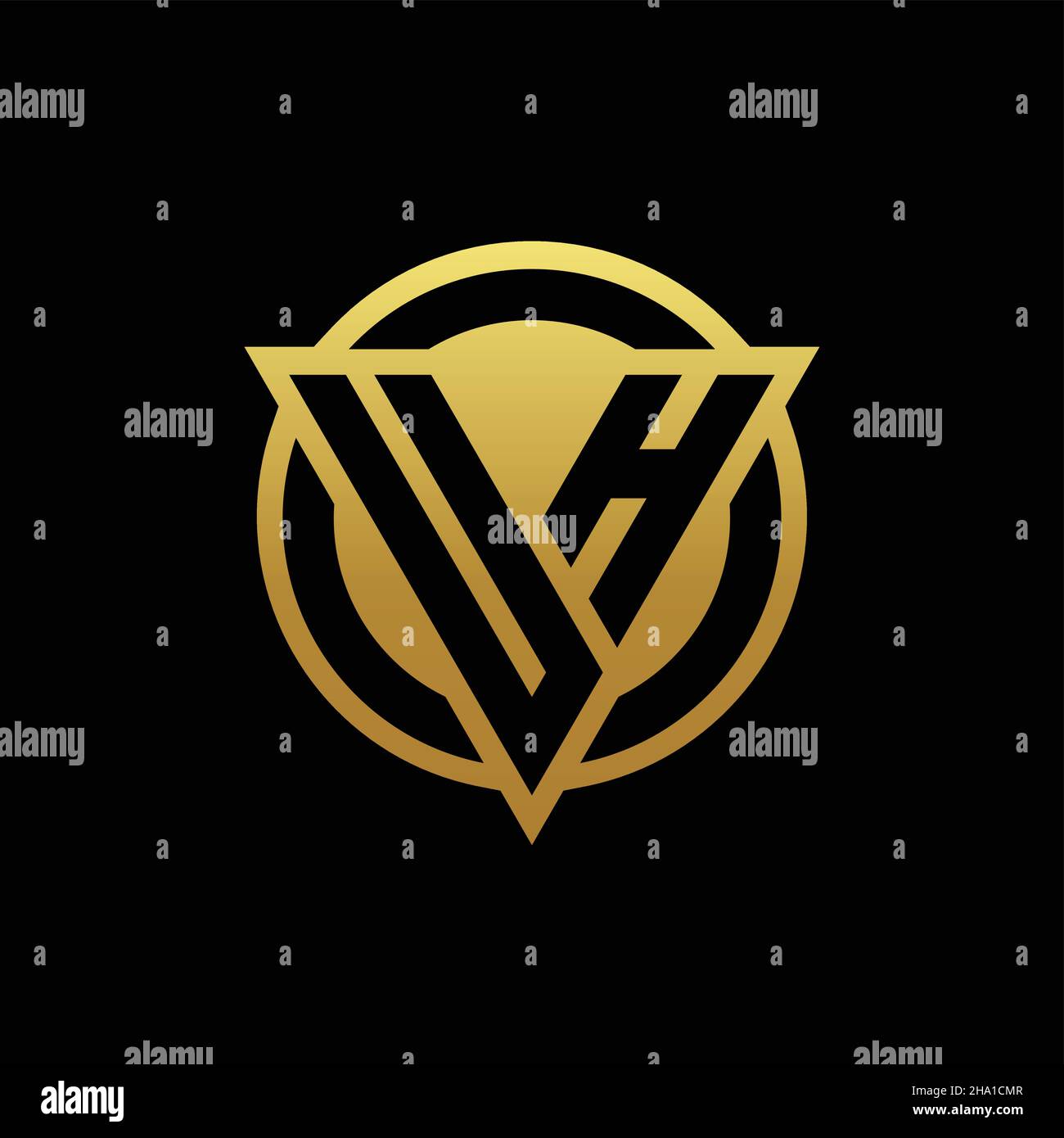 UH logo monogram with triangle shape and circle rounded style isolated ...