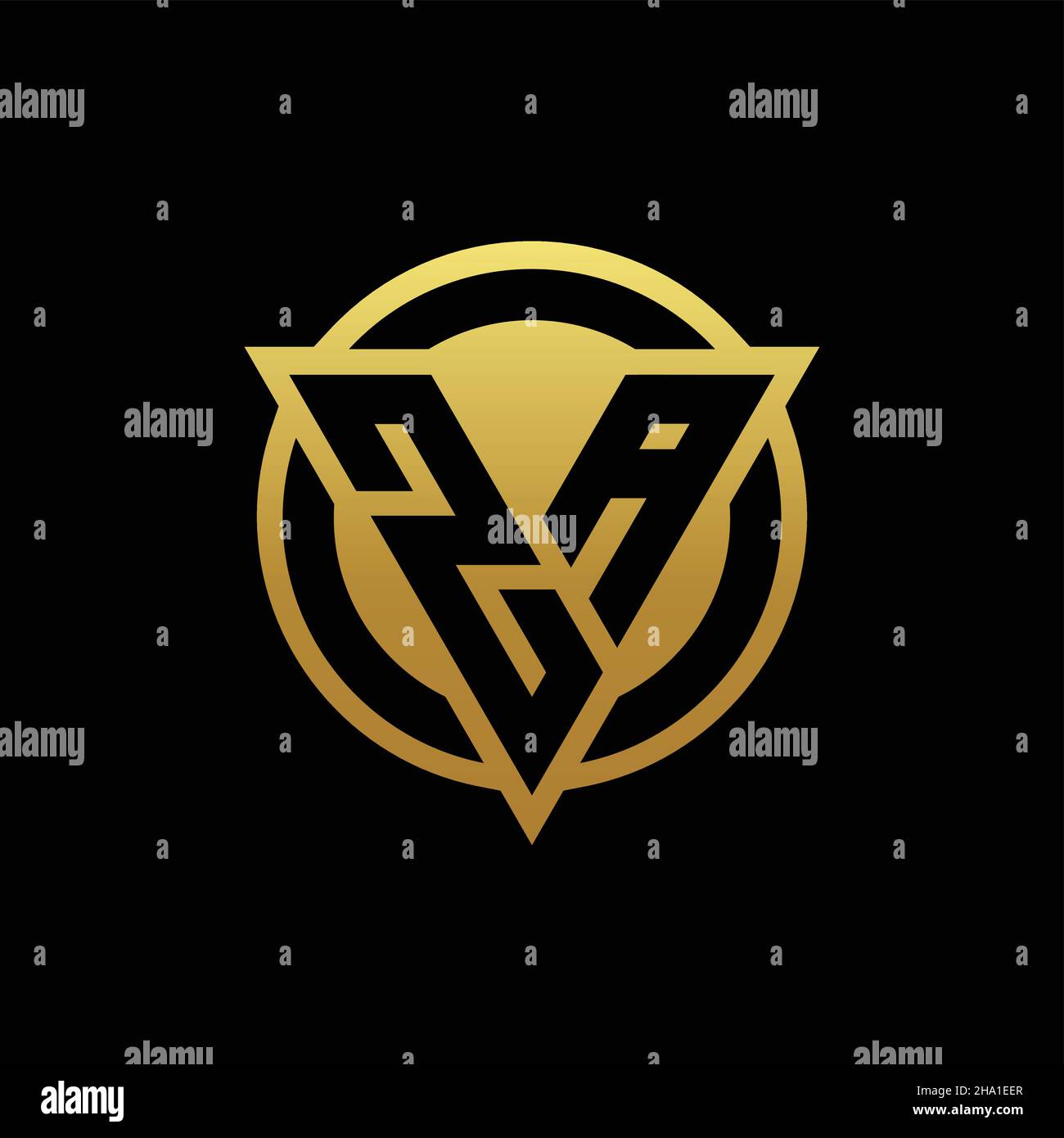 ZA logo monogram with triangle shape and circle rounded style isolated ...