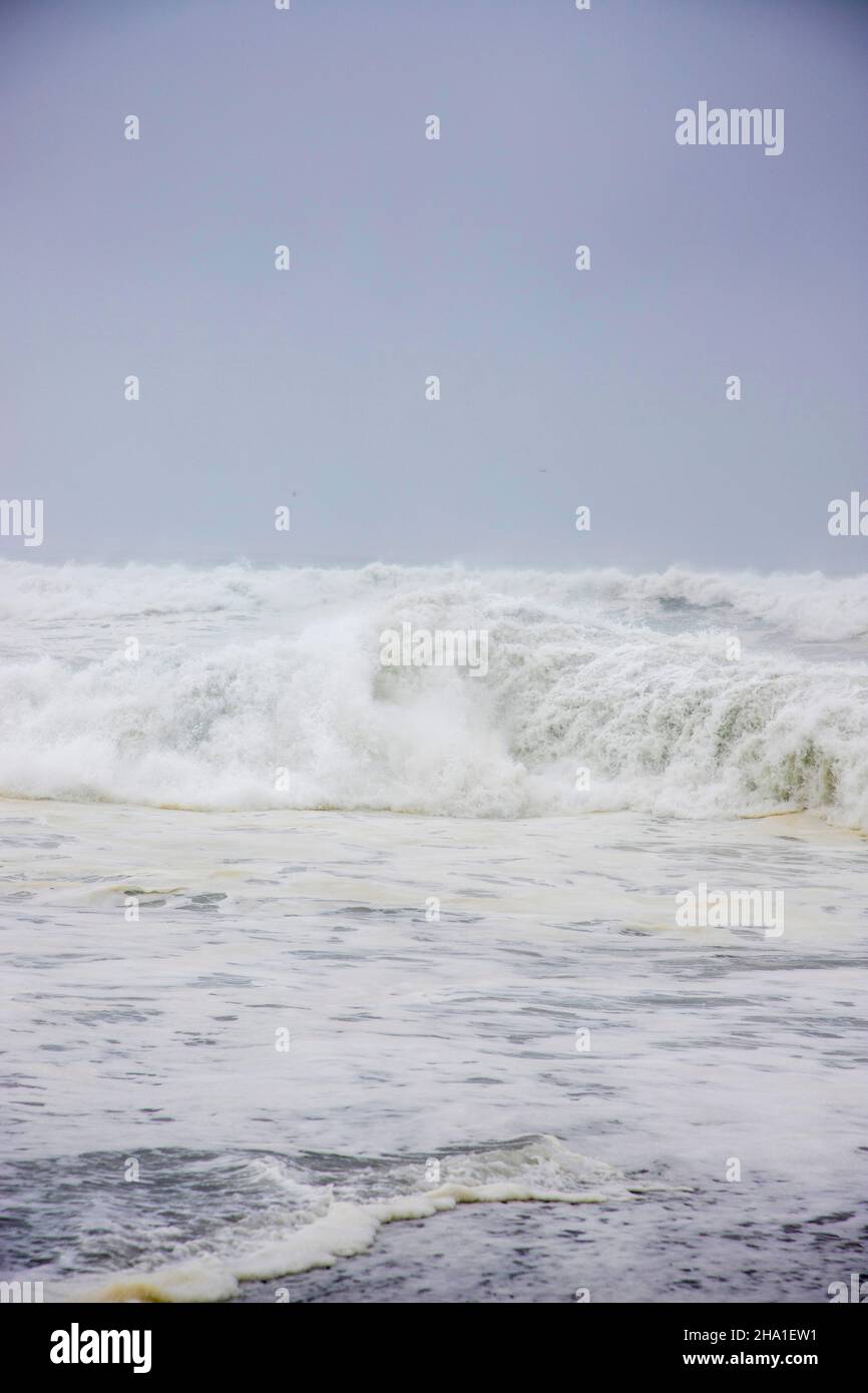 The waves on the Pacific coast churn after a "bomb cyclone" blew ...