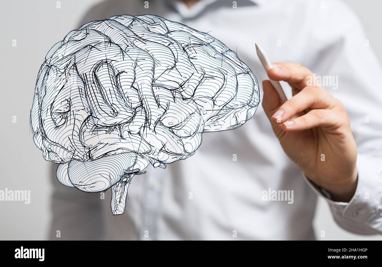 Man tapping head hi-res stock photography and images - Alamy