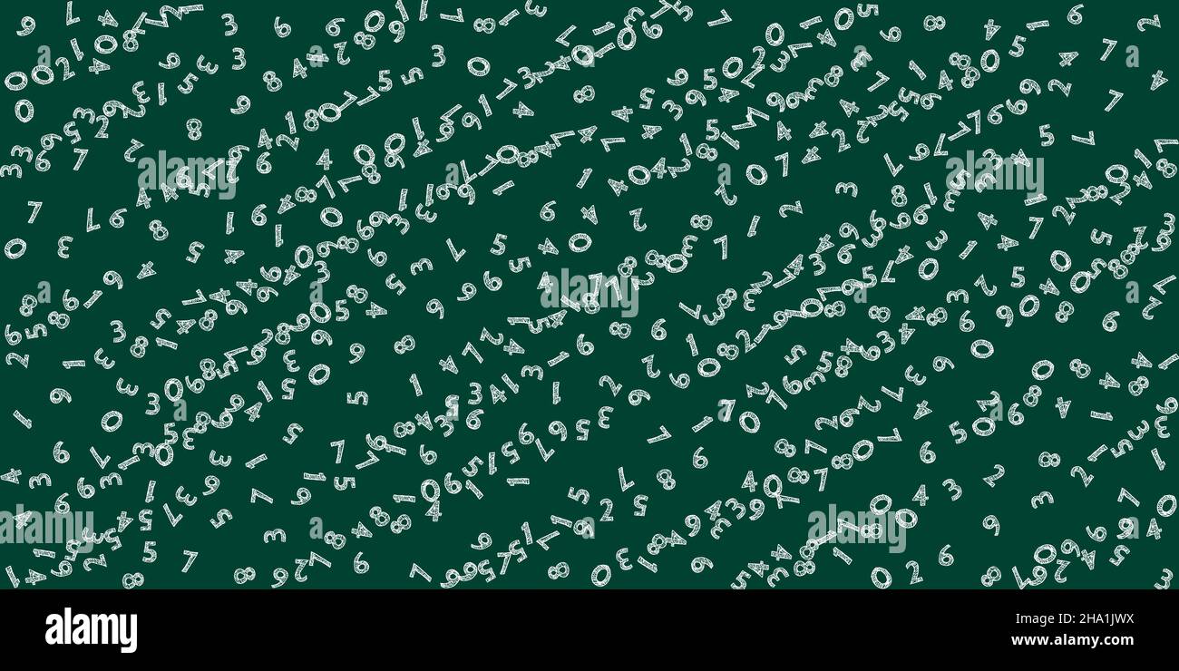 Falling handdrawn chalk numbers. Math study concept with flying digits ...