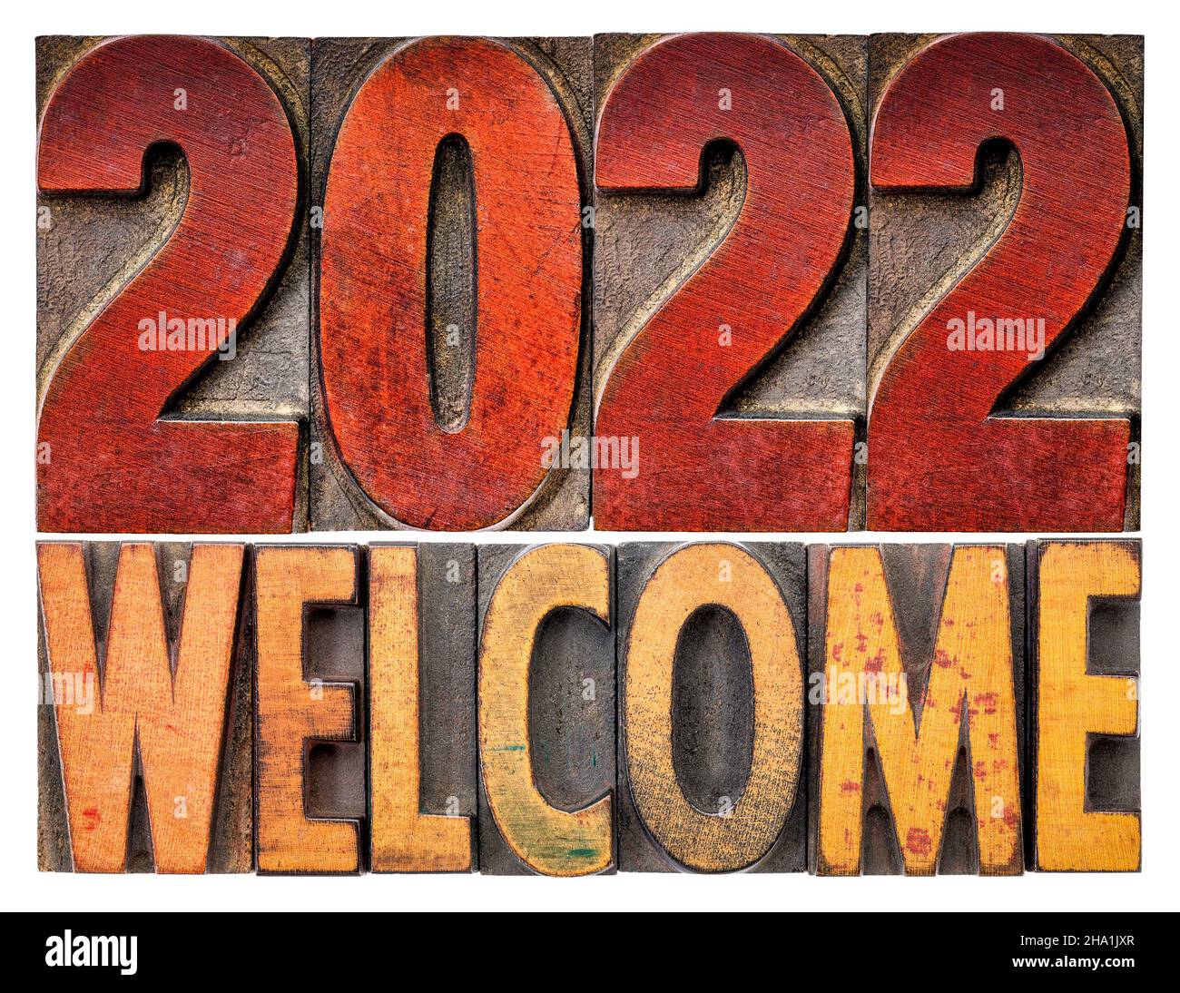2021 welcome - isolated word abstract in text in vintage letterpress ...