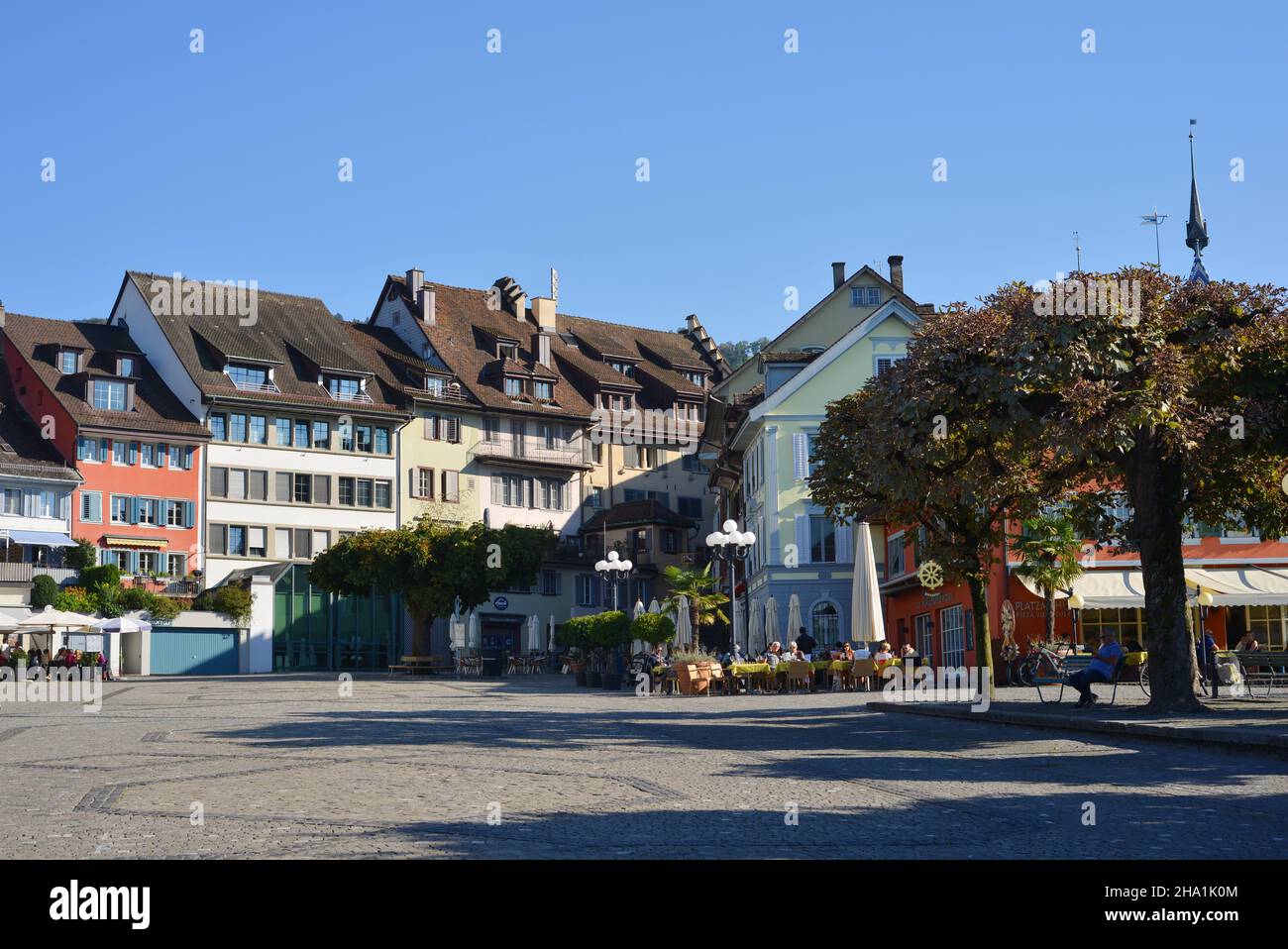 Zug, Switzerland 09-30-2016 town center square with traditional ...