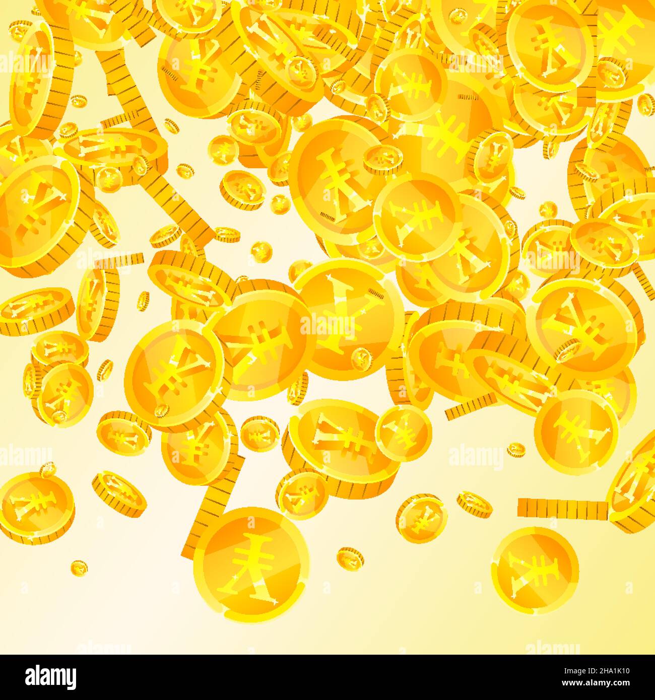 Chinese yuan coins falling. Extra scattered CNY coins. China money ...