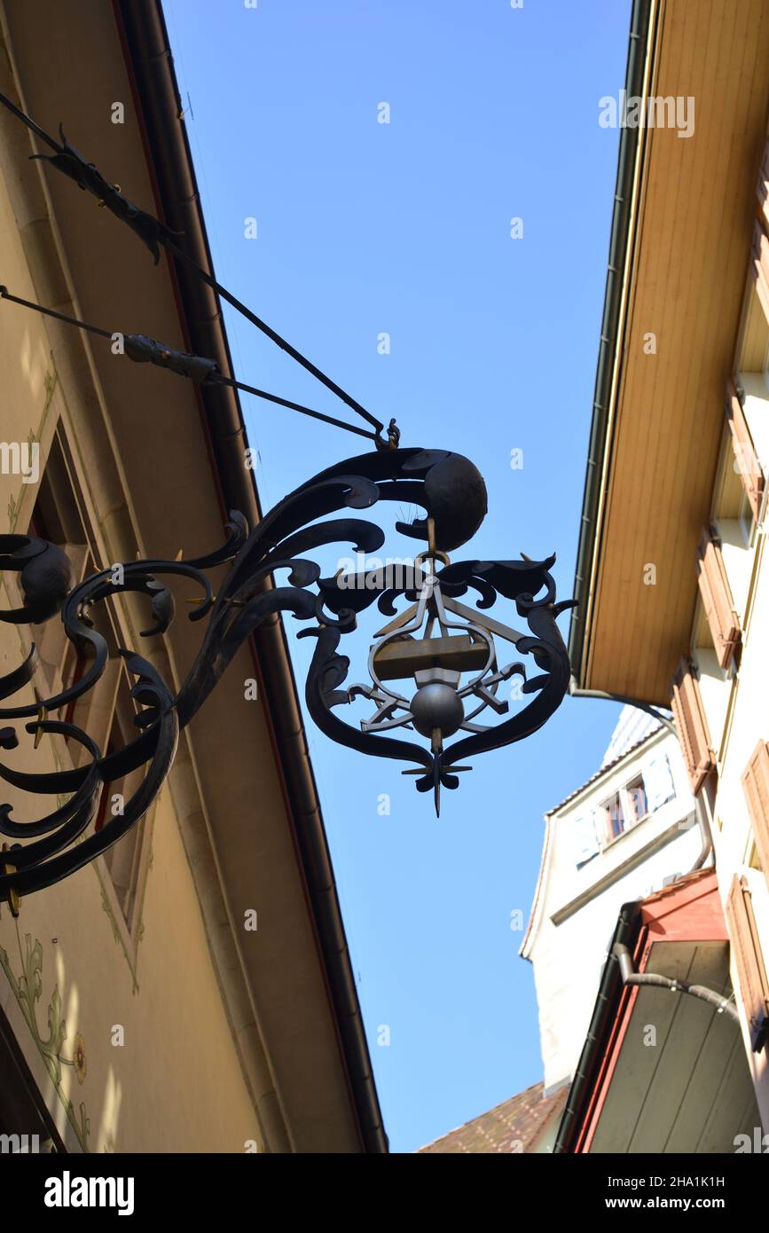 Old guild mark sign in the street of Zug, Switzerland Stock Photo - Alamy