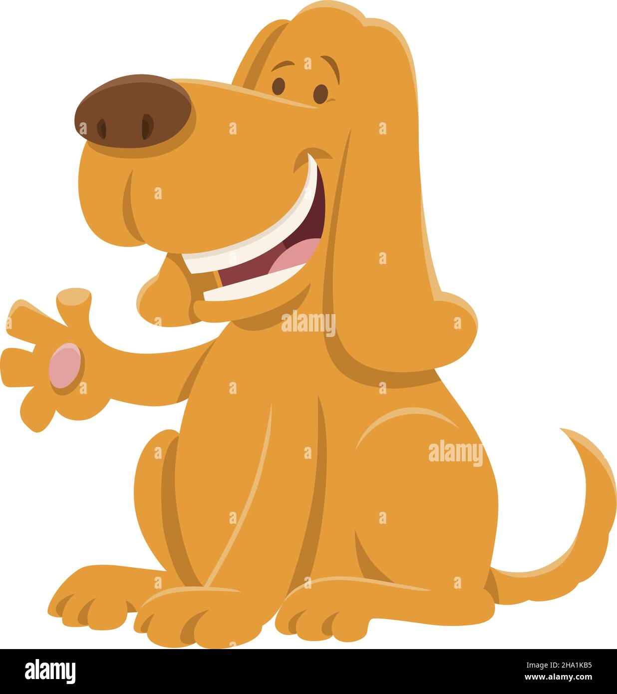 Cartoon illustration of happy dog animal character waving his paw Stock ...