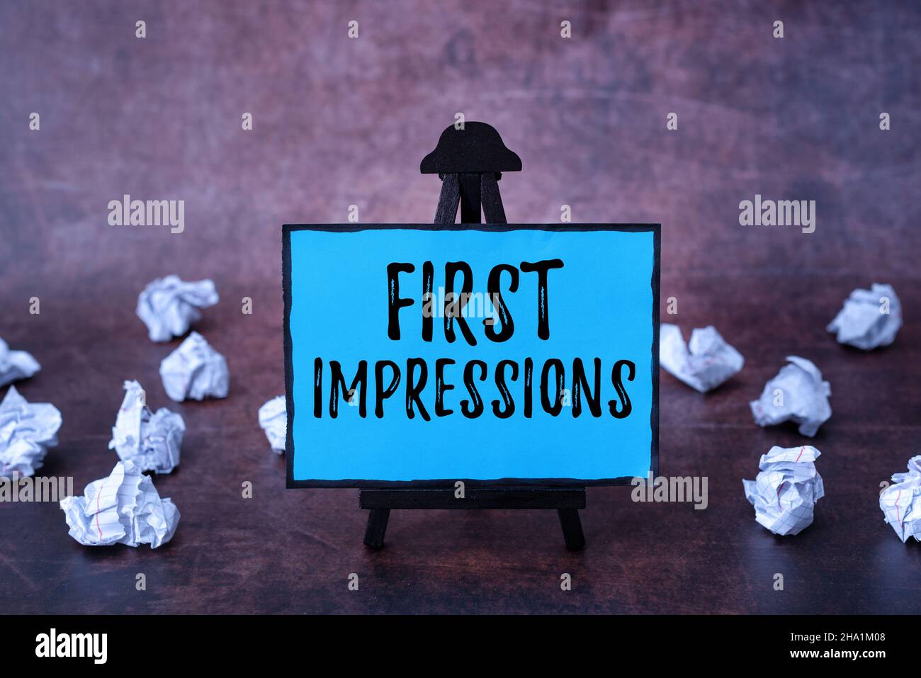 Sign displaying First Impressions. Word for What a person thinks of you ...