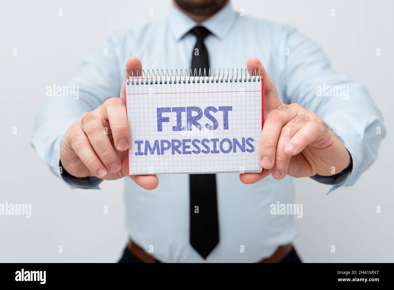 Hand writing sign First Impressions. Business concept What a person ...