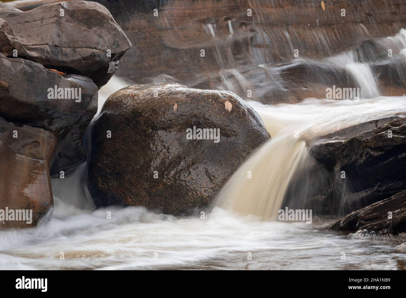 Bonanza Falls, Big Iron River, near Silver city, Autumn, Michigan, USA ...