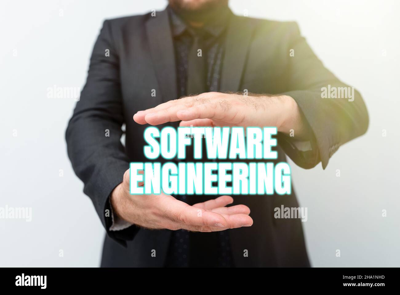 Text caption presenting Software Engineering. Business showcase Program ...