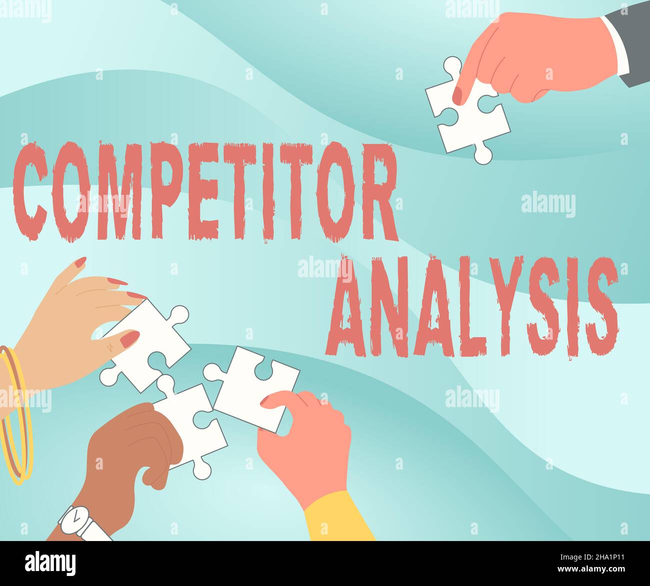 Text caption presenting Competitor Analysis. Business concept Determine ...