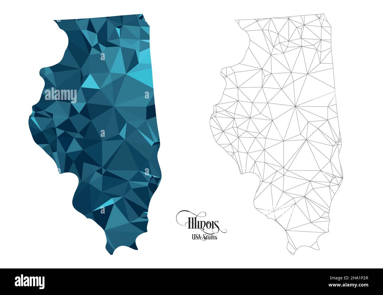 Low Poly Map of Illinois State (USA). Polygonal Shape Vector ...