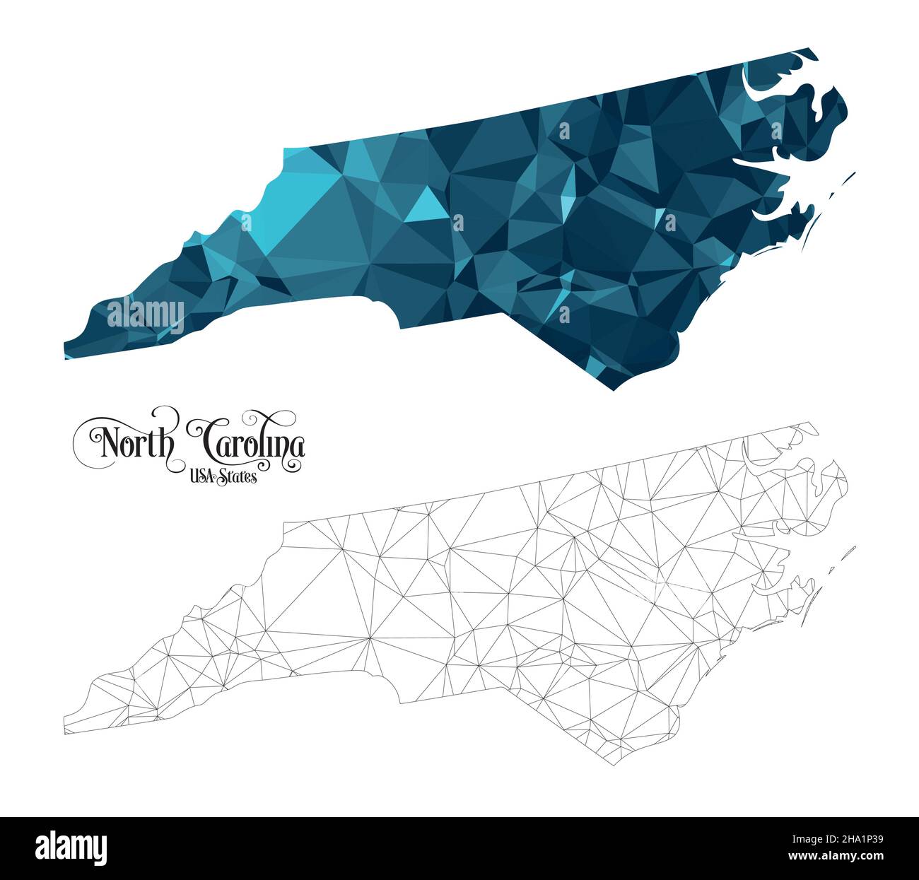 Low Poly Map of North Carolina State (USA). Polygonal Shape Vector ...