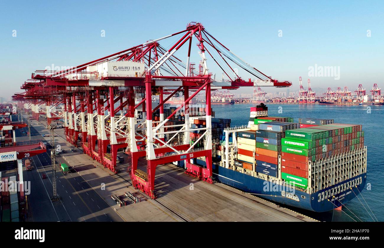 QINGDAO, CHINA - DECEMBER 3, 2021 - A view of the fully automated ...