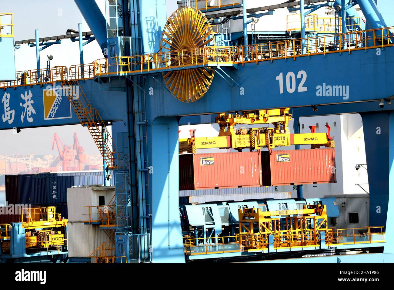 QINGDAO, CHINA - DECEMBER 3, 2021 - A view of the fully automated ...