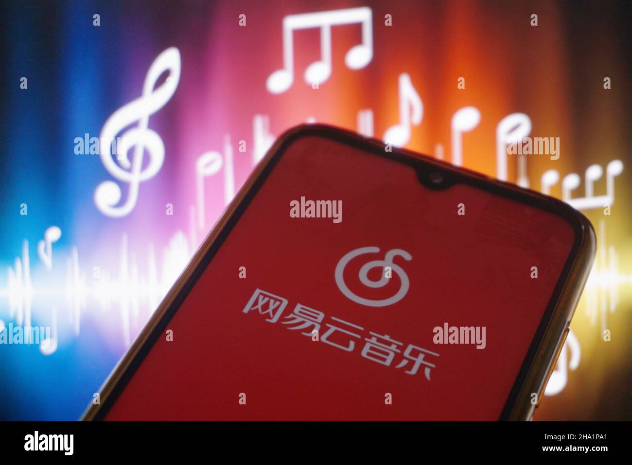 HANGZHOU, CHINA - DECEMBER 2, 2021 - The logo of NetEase CloudMusic ...