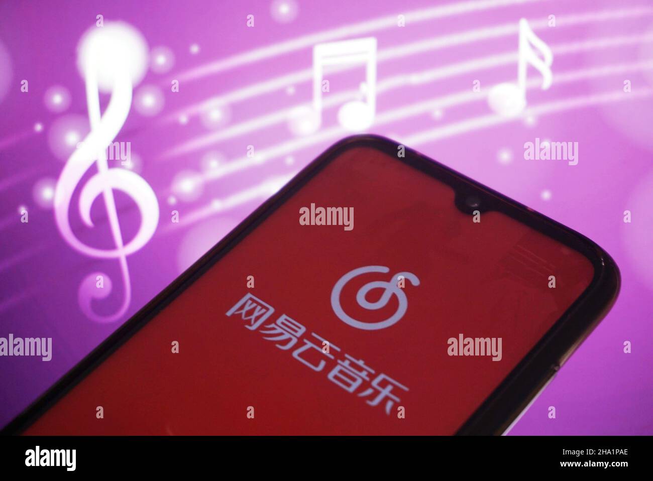 HANGZHOU, CHINA - DECEMBER 2, 2021 - The logo of NetEase CloudMusic ...