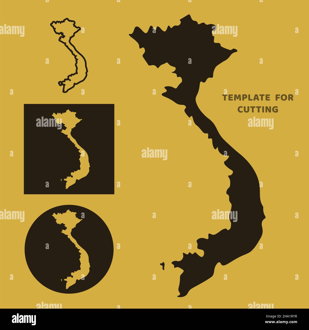 Vietnam map Template for laser cutting, wood carving, paper cut ...
