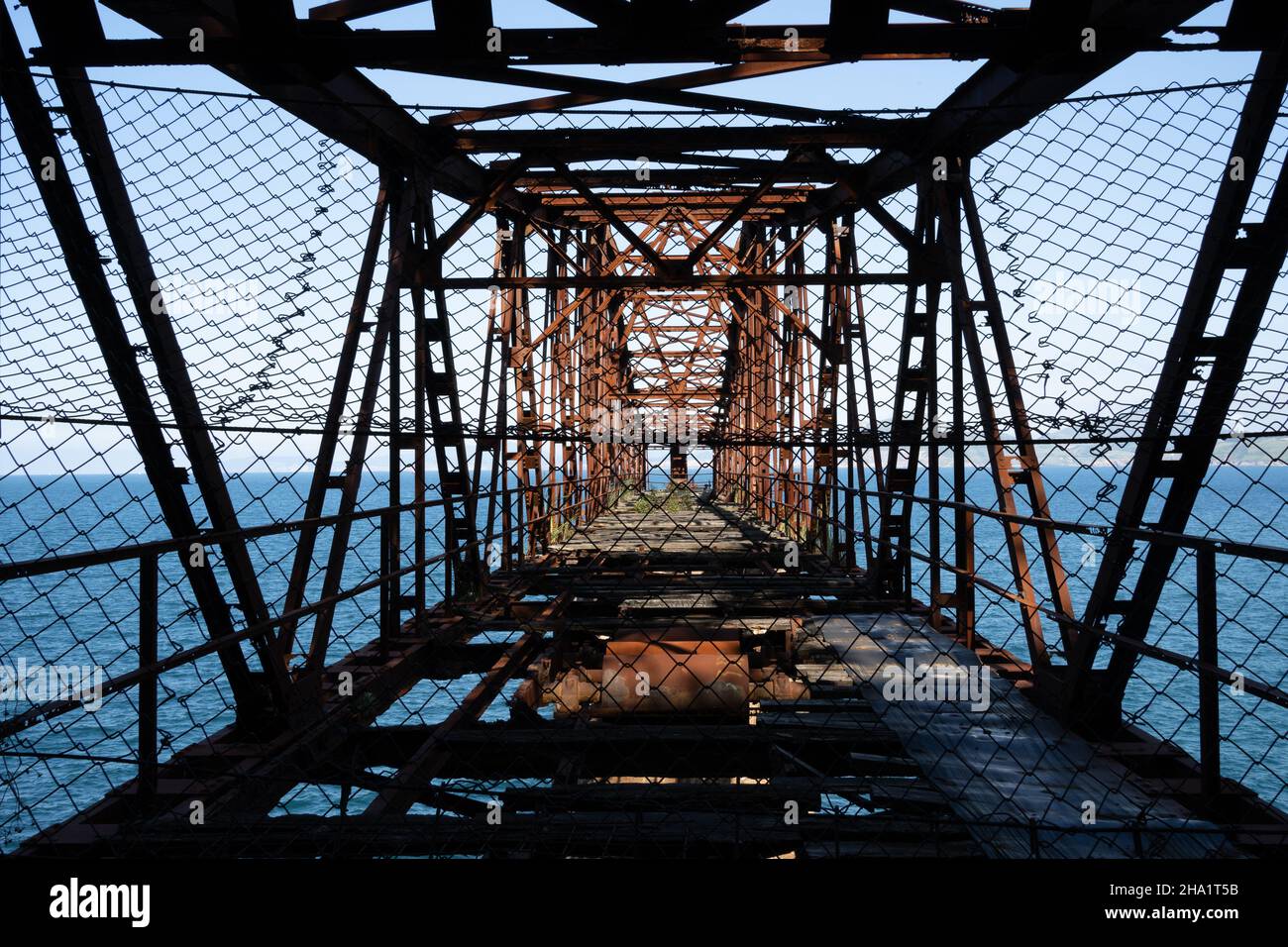 the design of an old rusty dilapidated bridge Stock Photo - Alamy