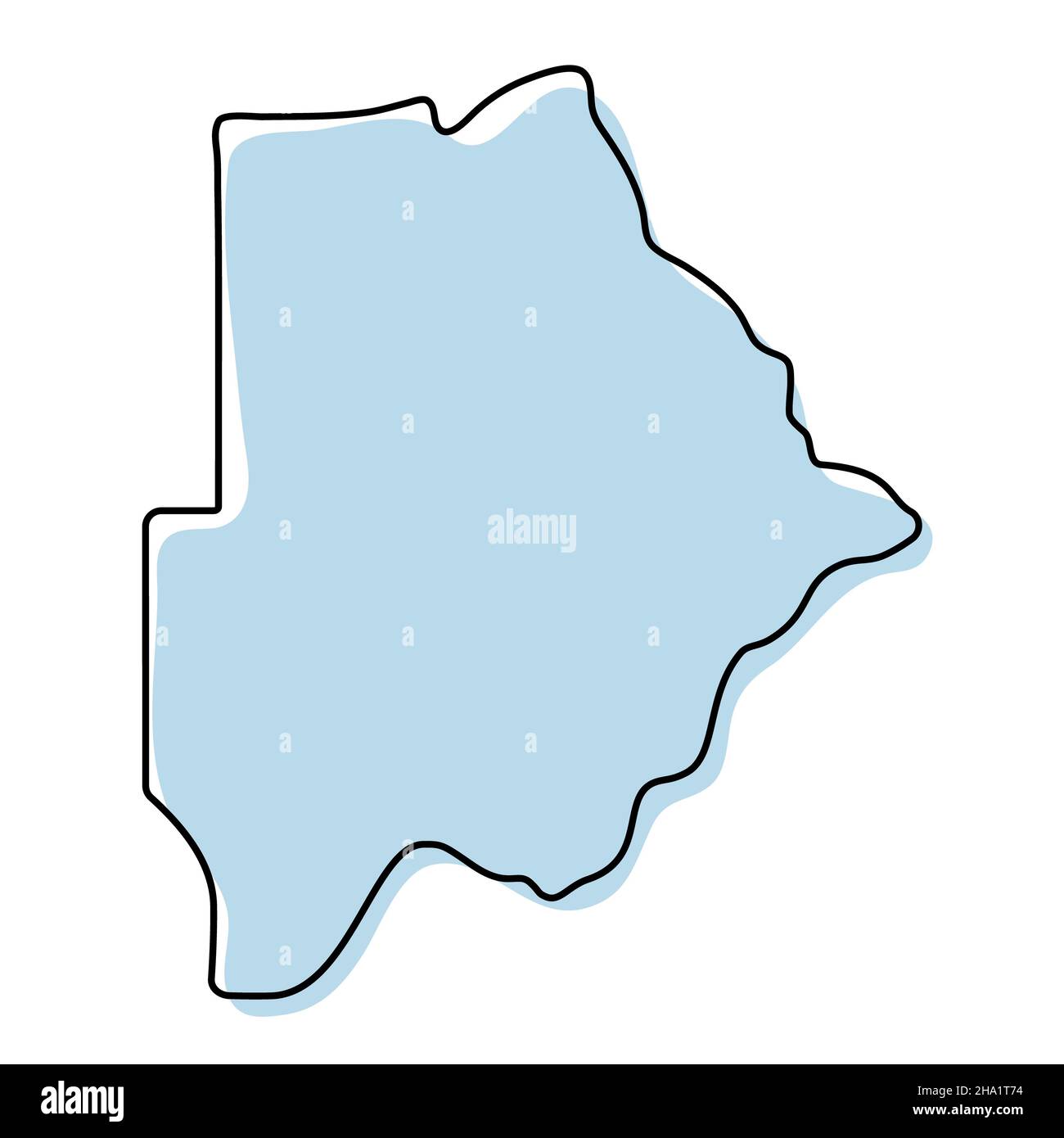 Stylized simple outline map of Botswana icon. Blue sketch map of ...