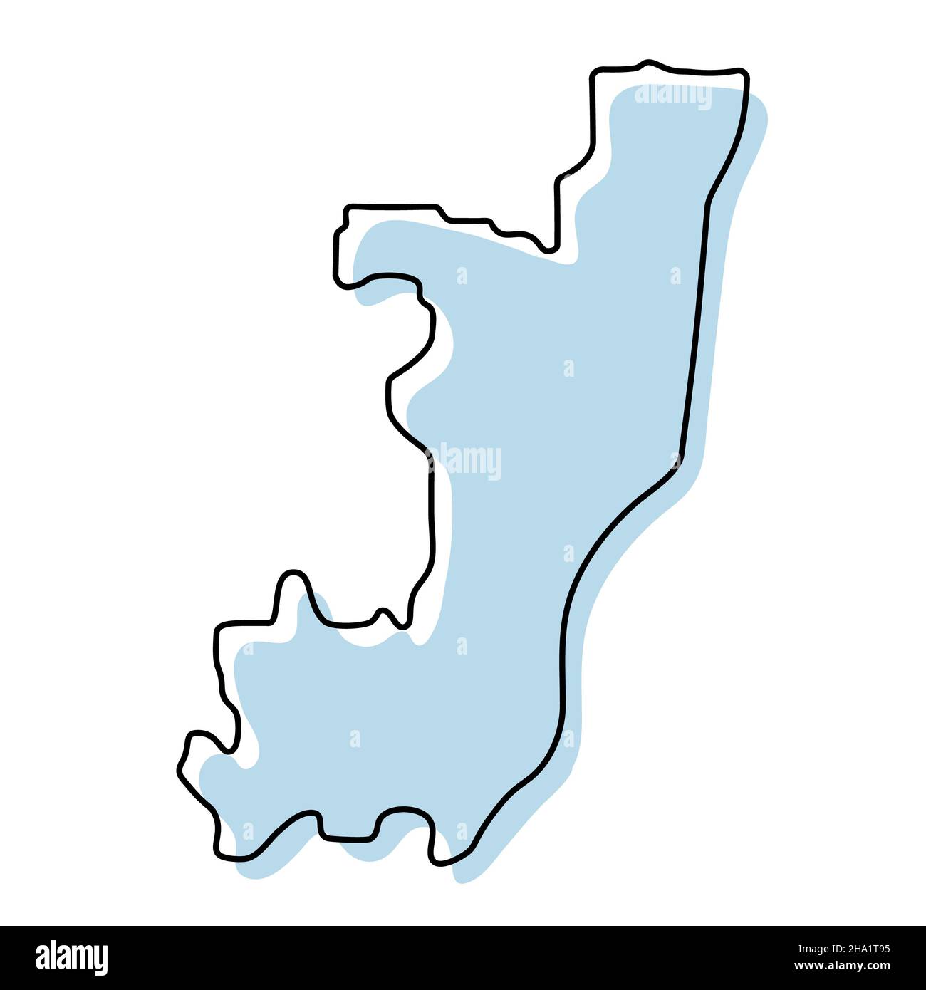 Stylized simple outline map of Congo icon. Blue sketch map of Congo ...