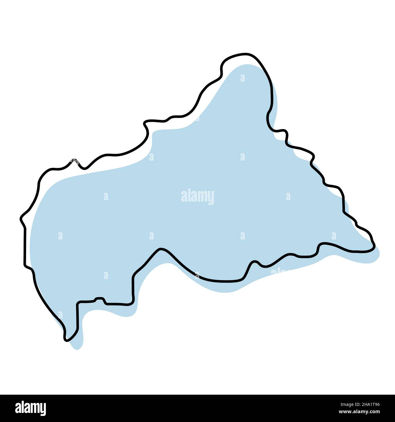 Stylized simple outline map of Central African Republic icon. Blue ...