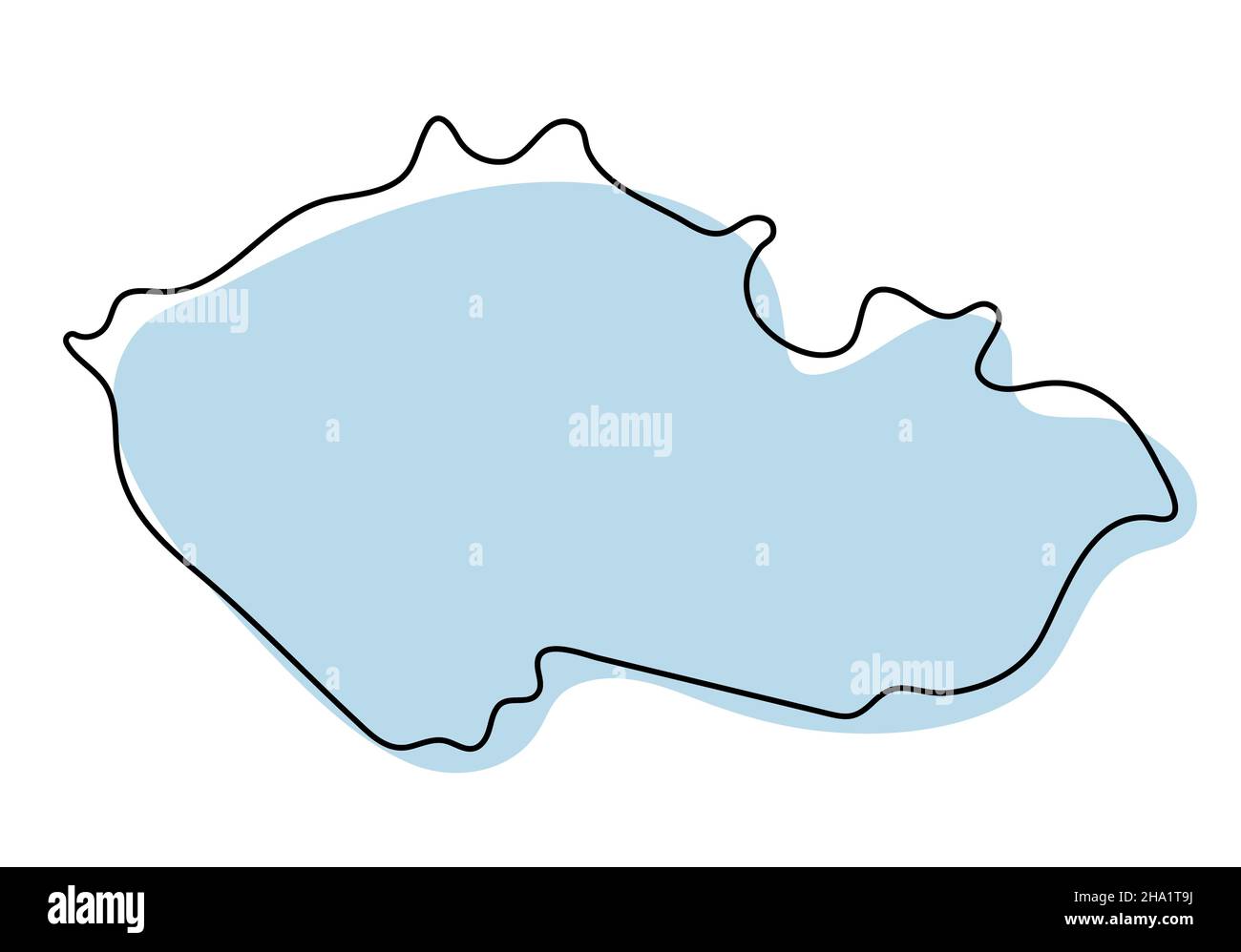 Stylized simple outline map of Czech icon. Blue sketch map of Czech ...