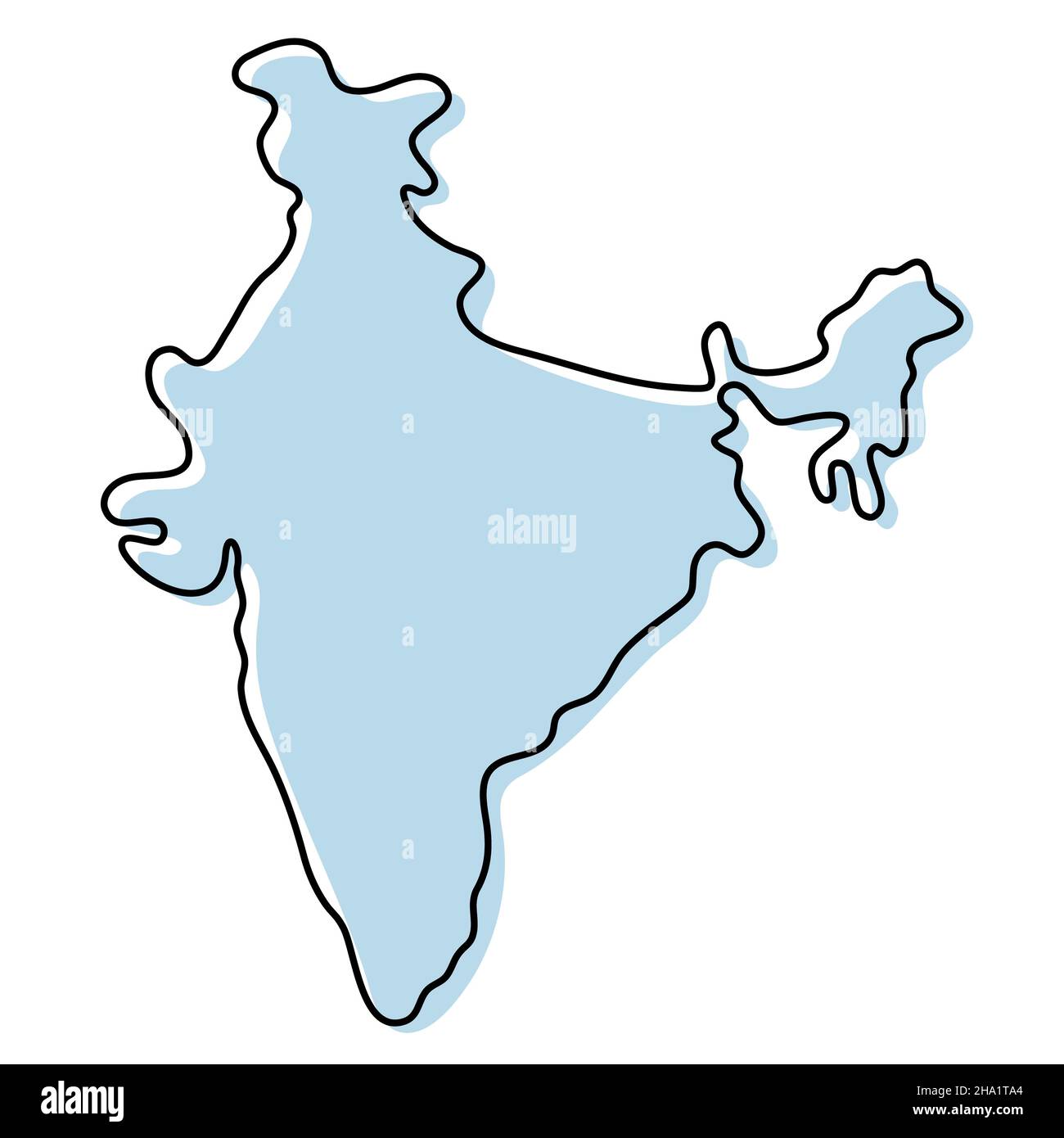 Stylized simple outline map of India icon. Blue sketch map of India ... Stylized simple outline map of India icon. Blue sketch map of India ...