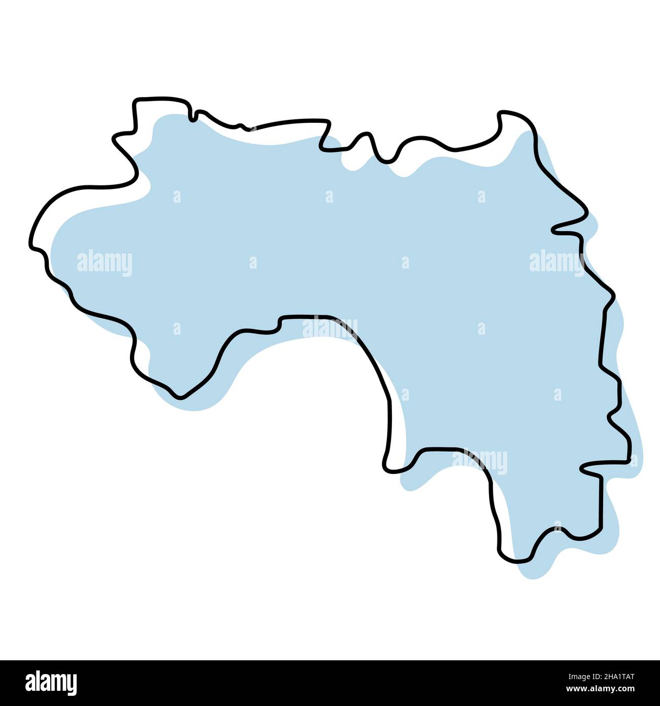 Stylized simple outline map of Guinea icon. Blue sketch map of Guinea illustration Stock Photo ...