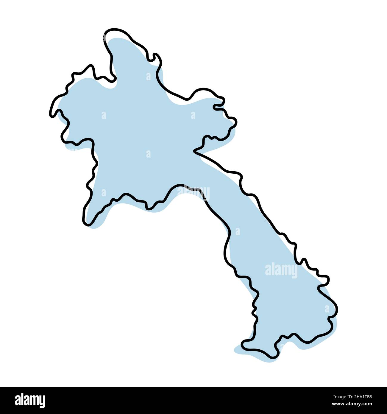Stylized simple outline map of Laos icon. Blue sketch map of Laos illustration Stock Photo - Alamy