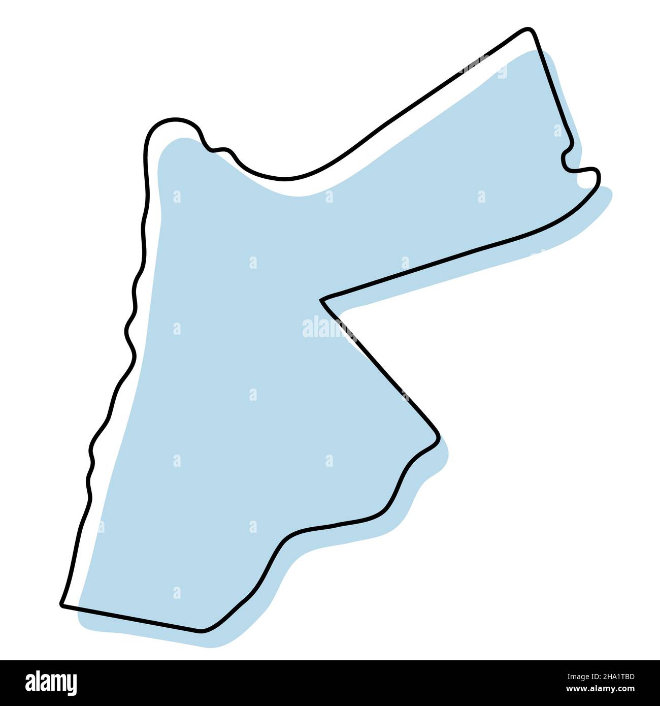 Stylized simple outline map of Jordan icon. Blue sketch map of Jordan ...