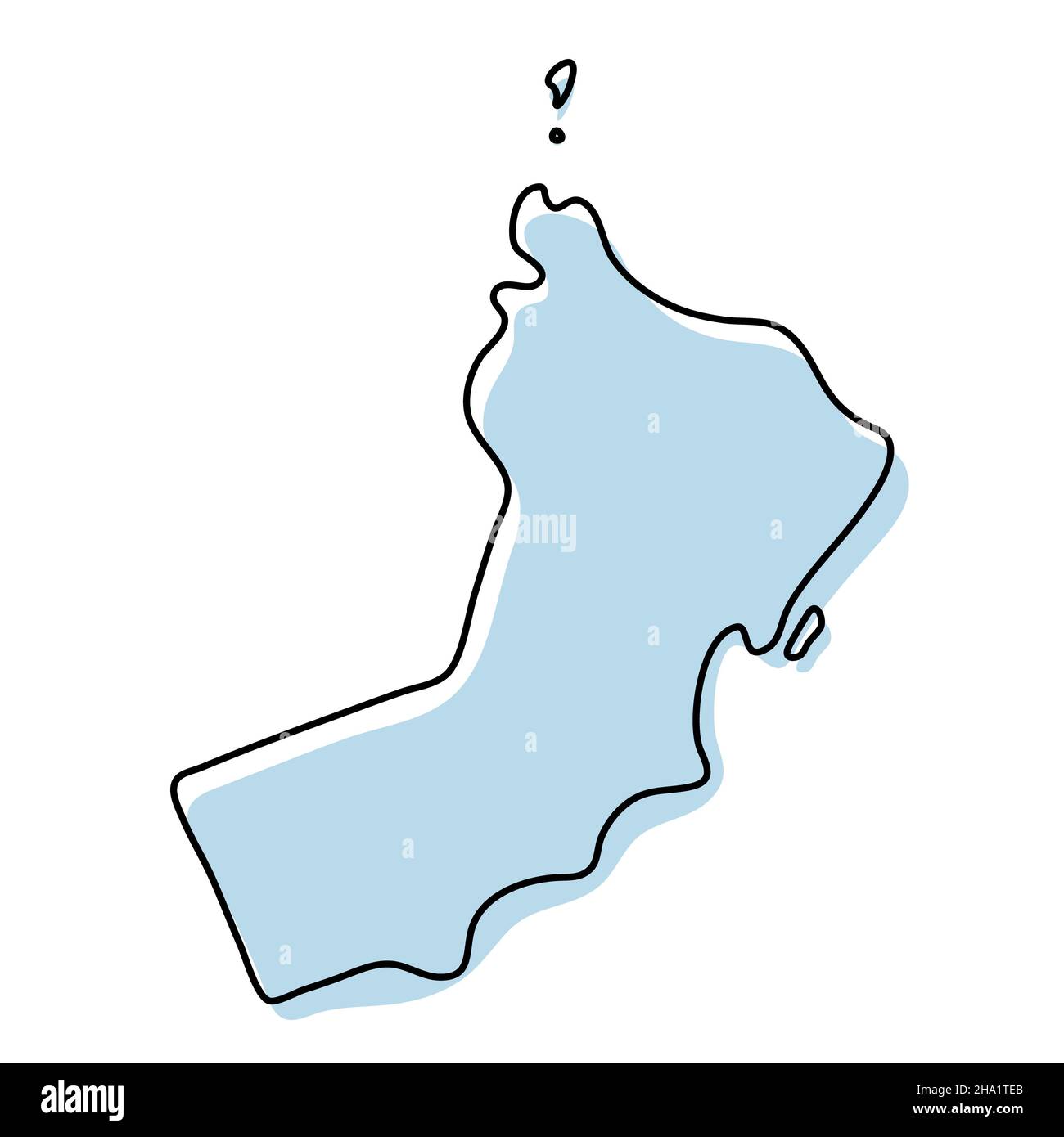 Stylized simple outline map of Oman icon. Blue sketch map of Oman ...