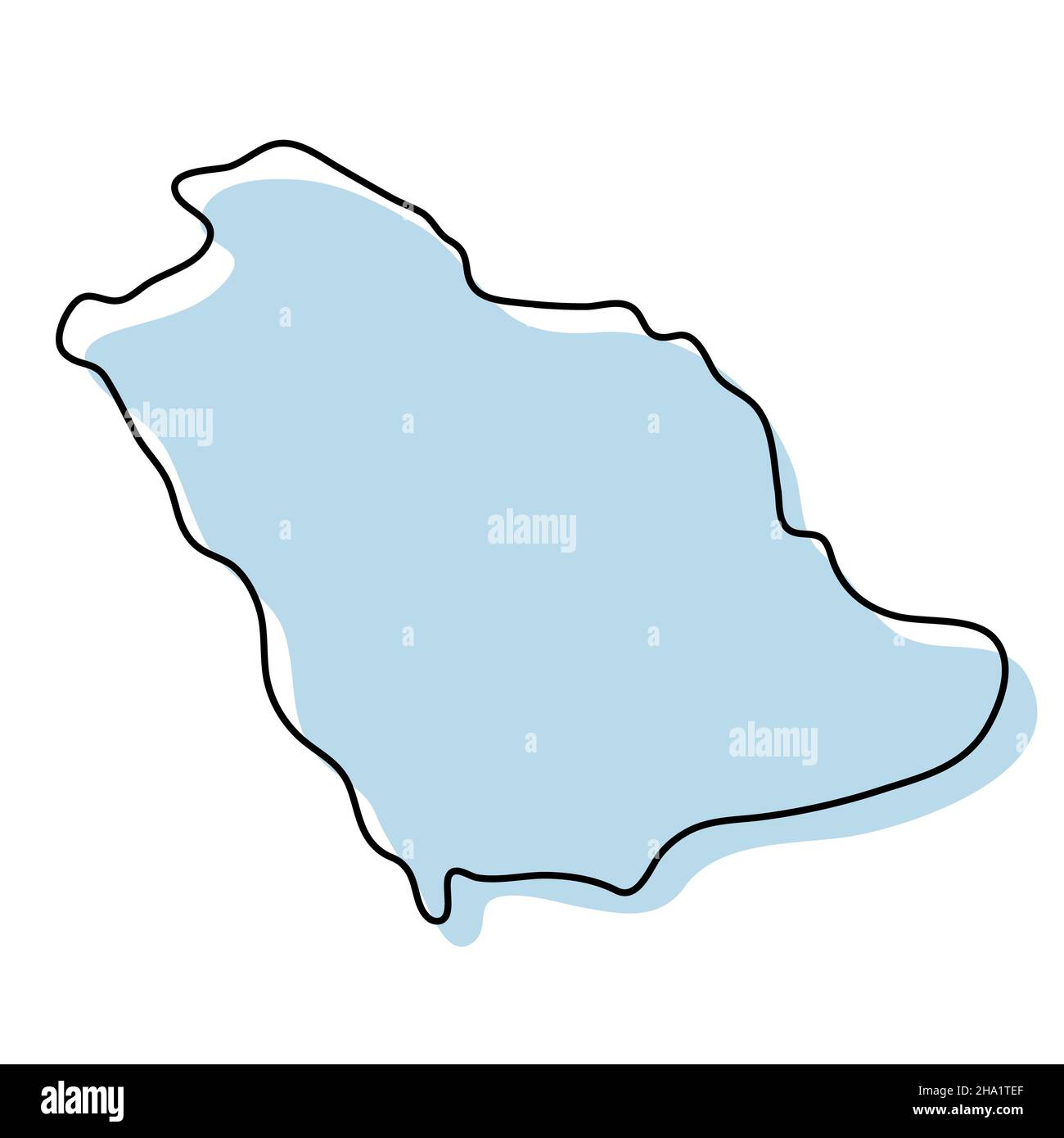 Stylized simple outline map of Saudi Arabia icon. Blue sketch map of ...
