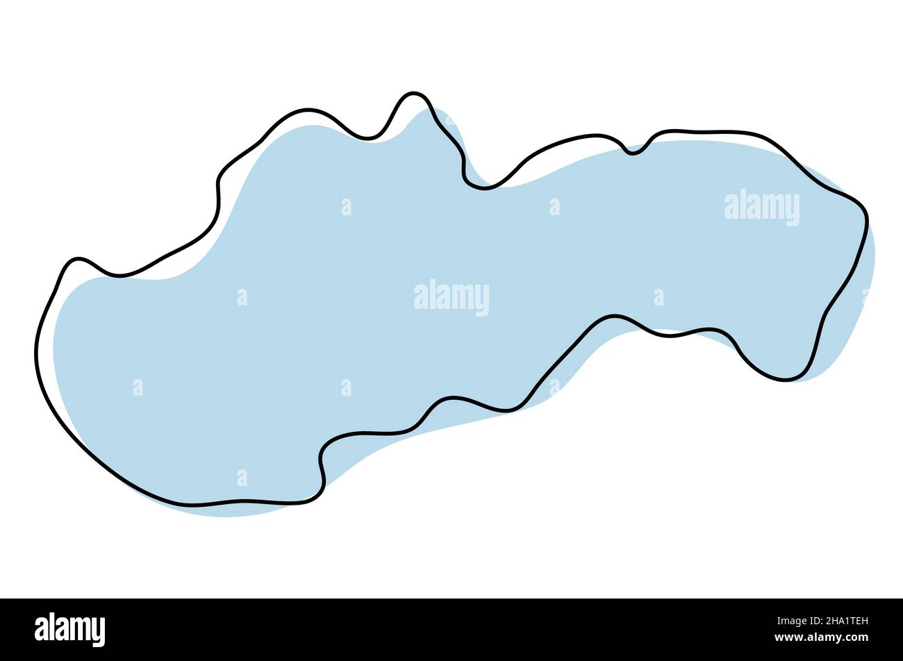 Stylized simple outline map of Slovakia icon. Blue sketch map of ...