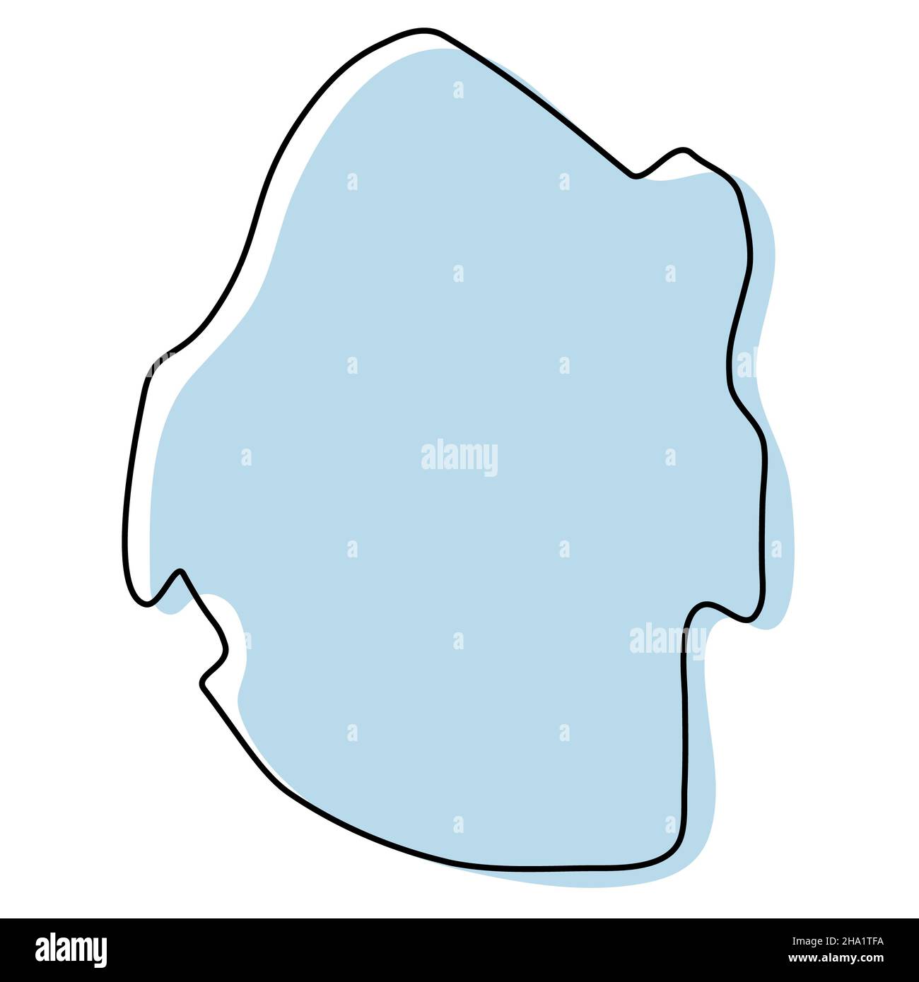 Stylized simple outline map of Swaziland icon. Blue sketch map of ...