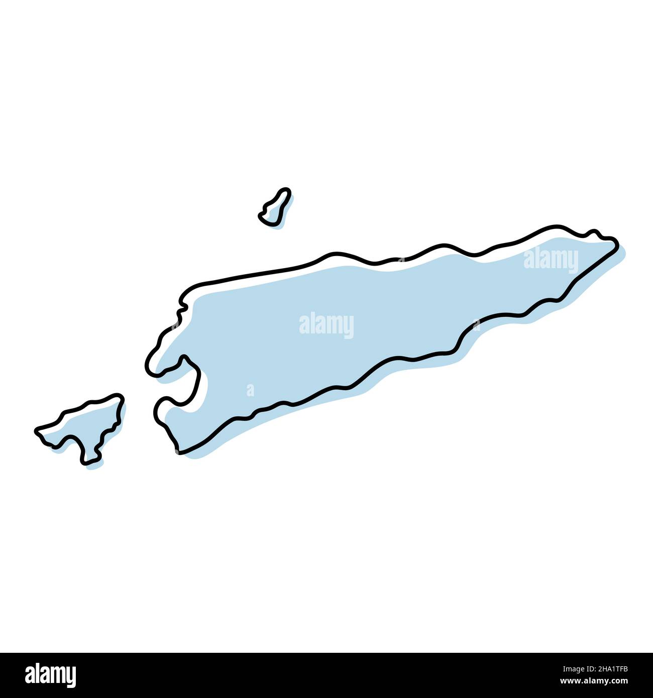 Stylized Simple Outline Map Of Timor Leste Icon Blue Sketch Map Of Timor Leste Illustration