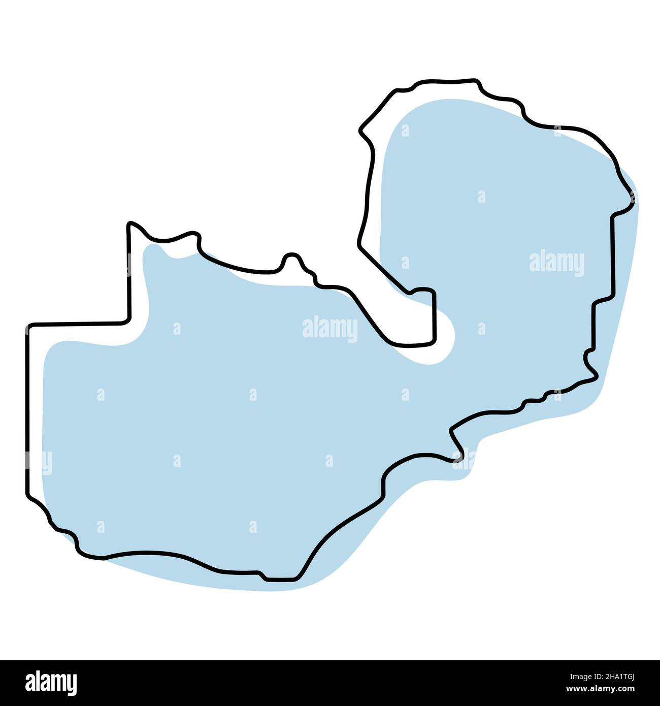 Stylized simple outline map of Zambia icon. Blue sketch map of Zambia ...