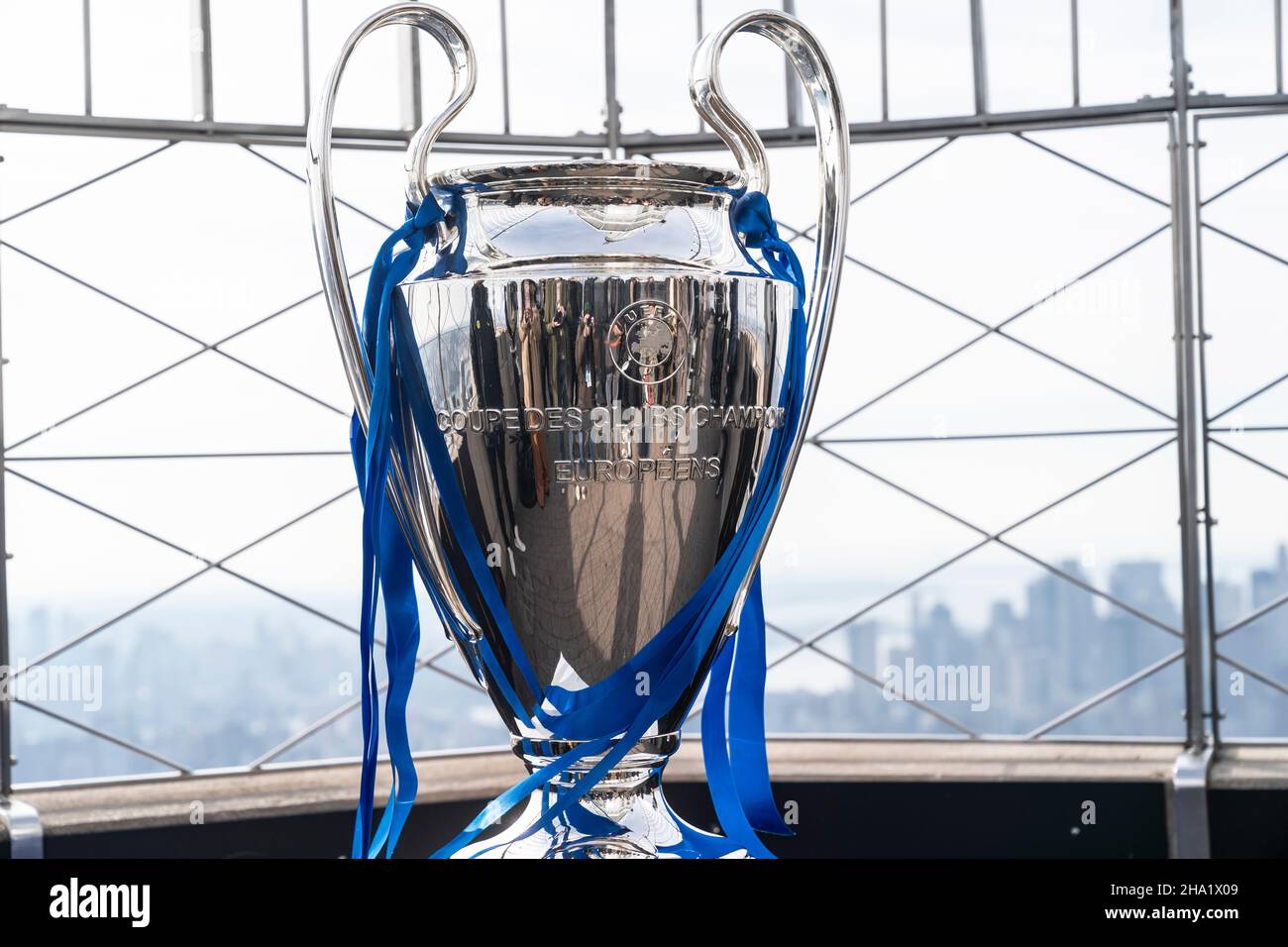 New York, NY - December 9, 2021: Champions League Trophy on display at ...