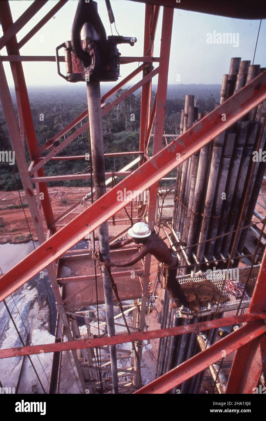 An oil rig in the middle of the jungle in Belize in the 1980's ...