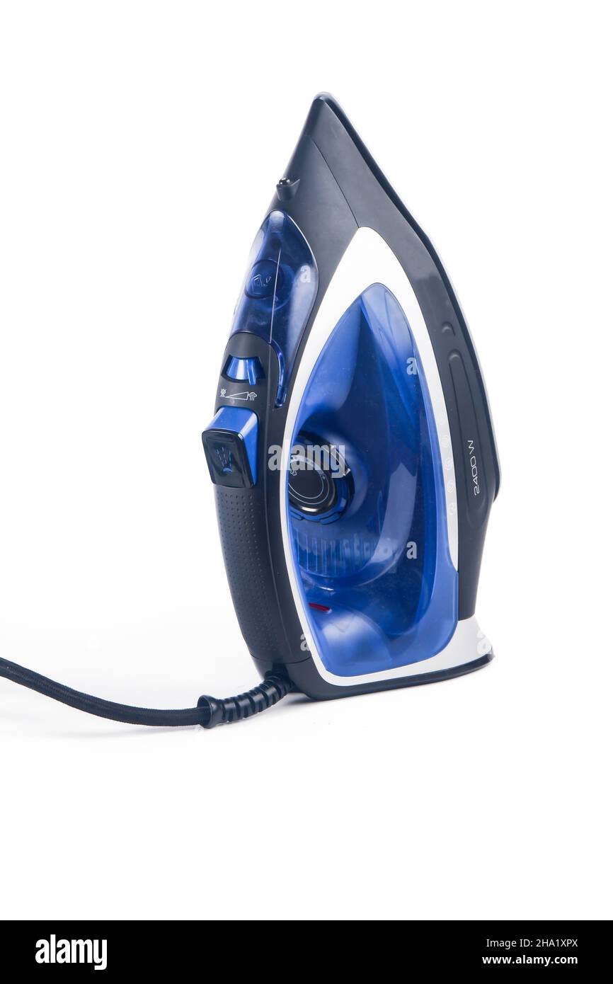 blue iron isolated on a white background Stock Photo - Alamy