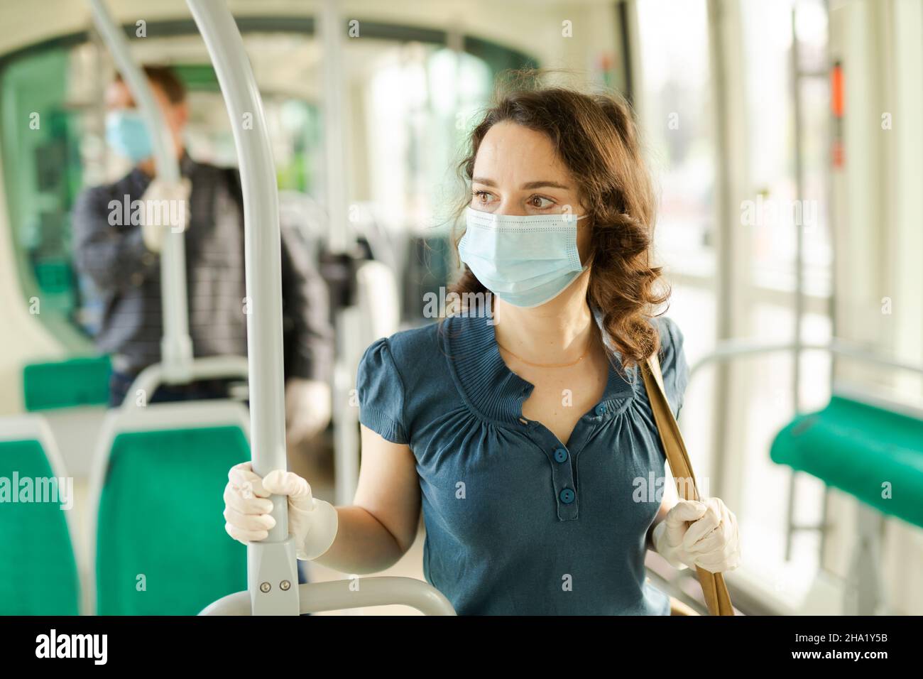 Bus ride during virus pandemic Stock Photo - Alamy