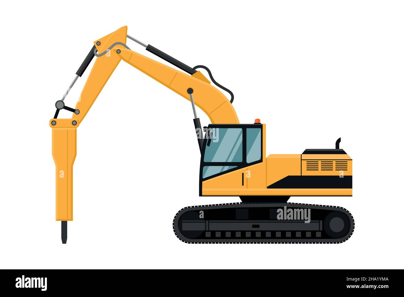 yellow hammer backhoe loader on white background Stock Vector Image ...
