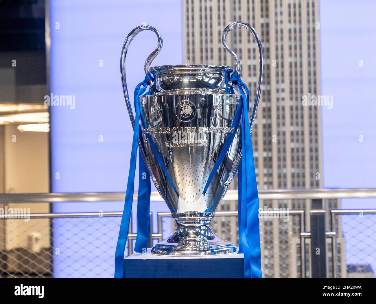 New York, New York, USA. 9th Dec, 2021. Champions League Trophy on ...