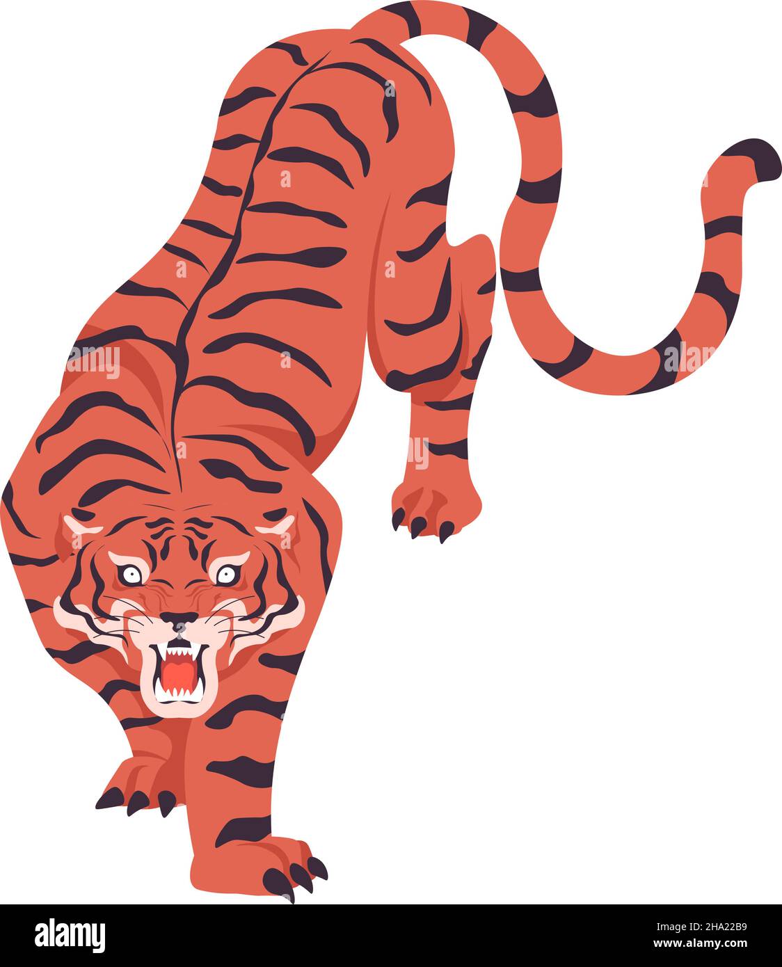Roaring Bengal tiger, dangerous predator vector Stock Vector Image ...