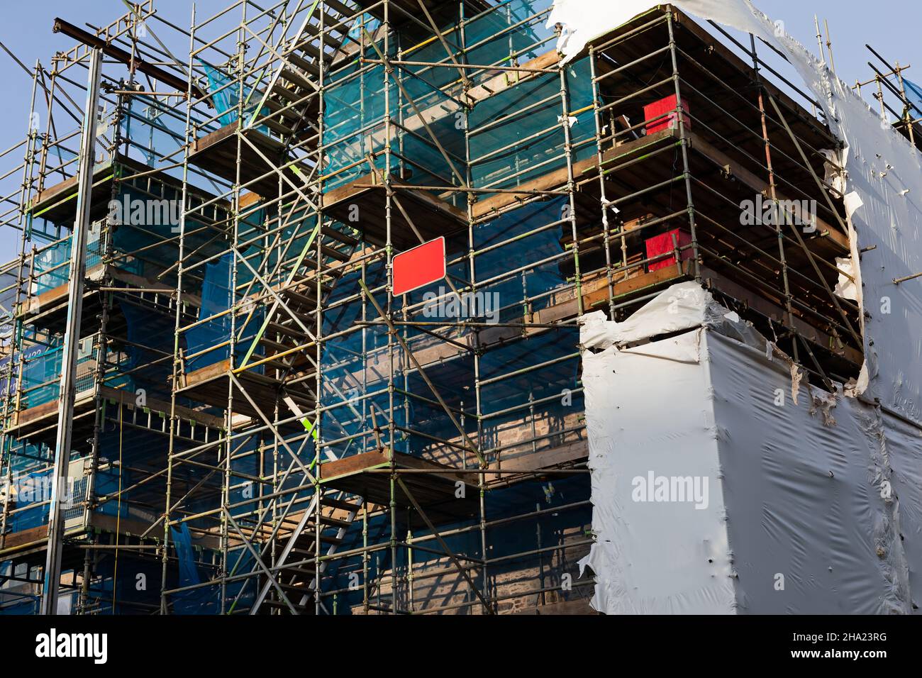 Scaffolding steel frame installation on a construction site Stock Photo ...