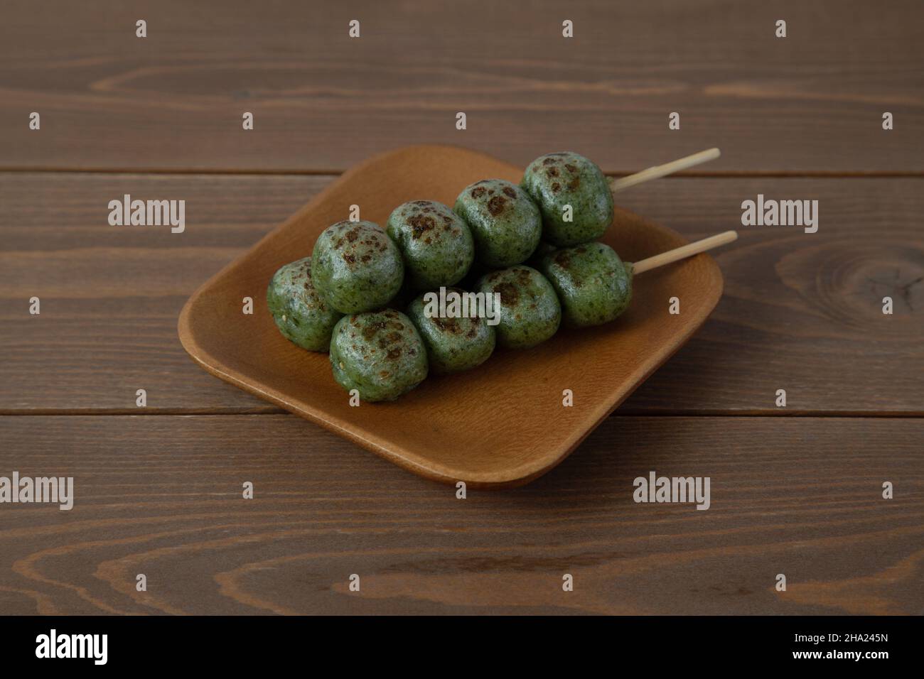 dango mugwort dumpling rice cake Japanese confectionery isolated on ...